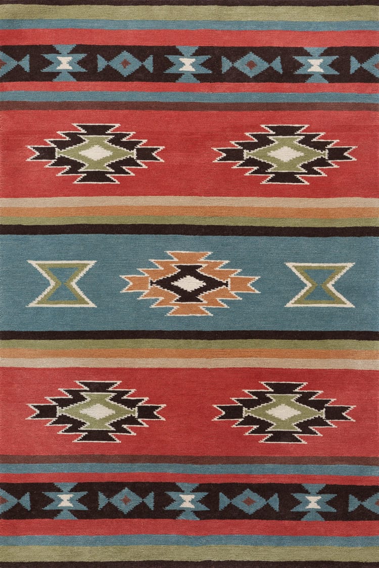 LW49A Red/grey Blue | New Moon Rugs